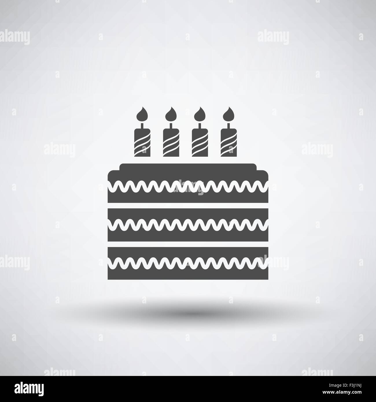 Party cake icon on gray background with round shadow. Vector ...