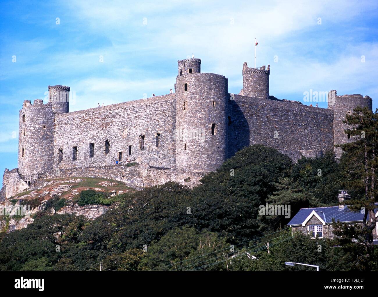 View of the concentric medieval castle fortress, Harlech, Gwynedd ...