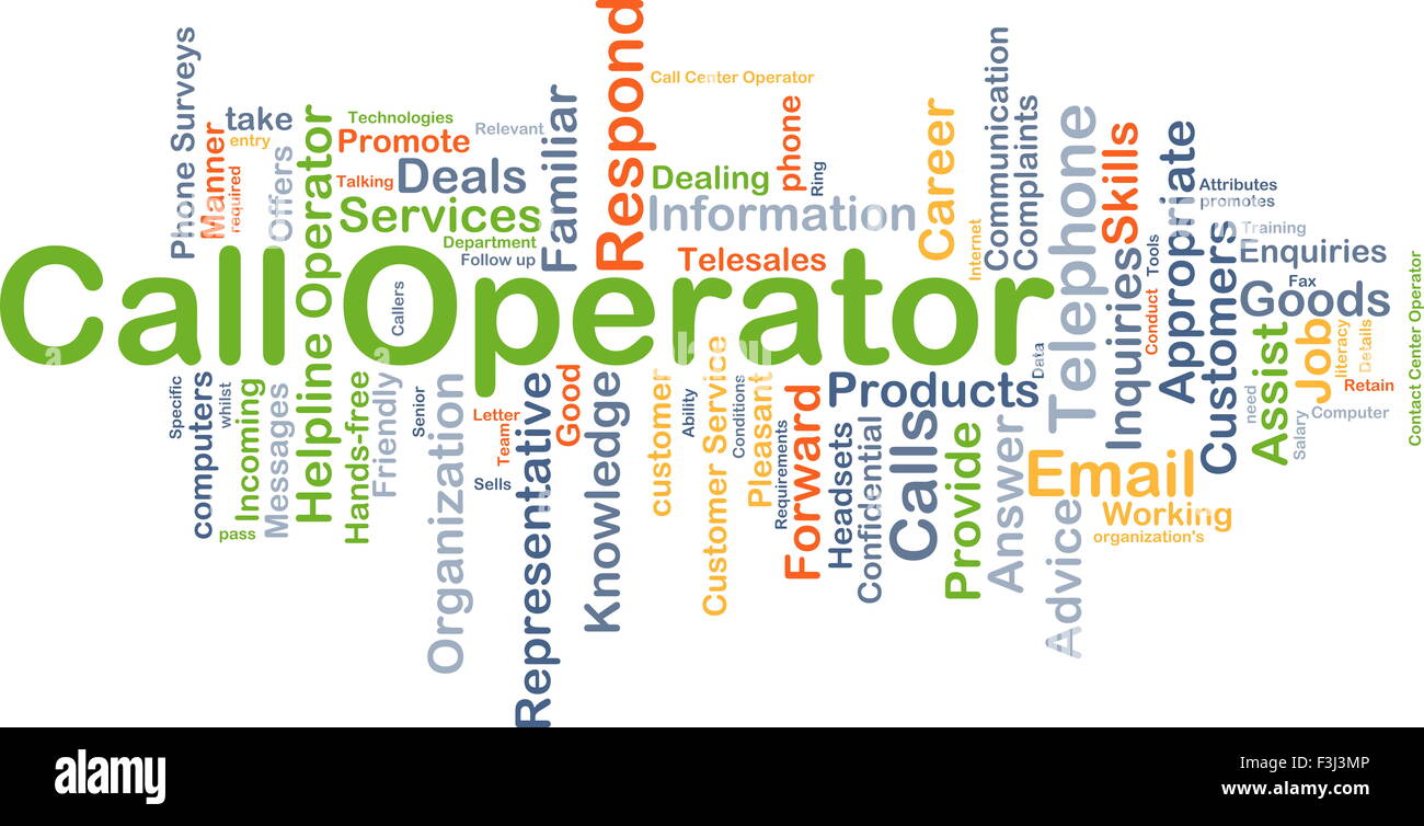 Background concept wordcloud illustration of call operator Stock Photo ...