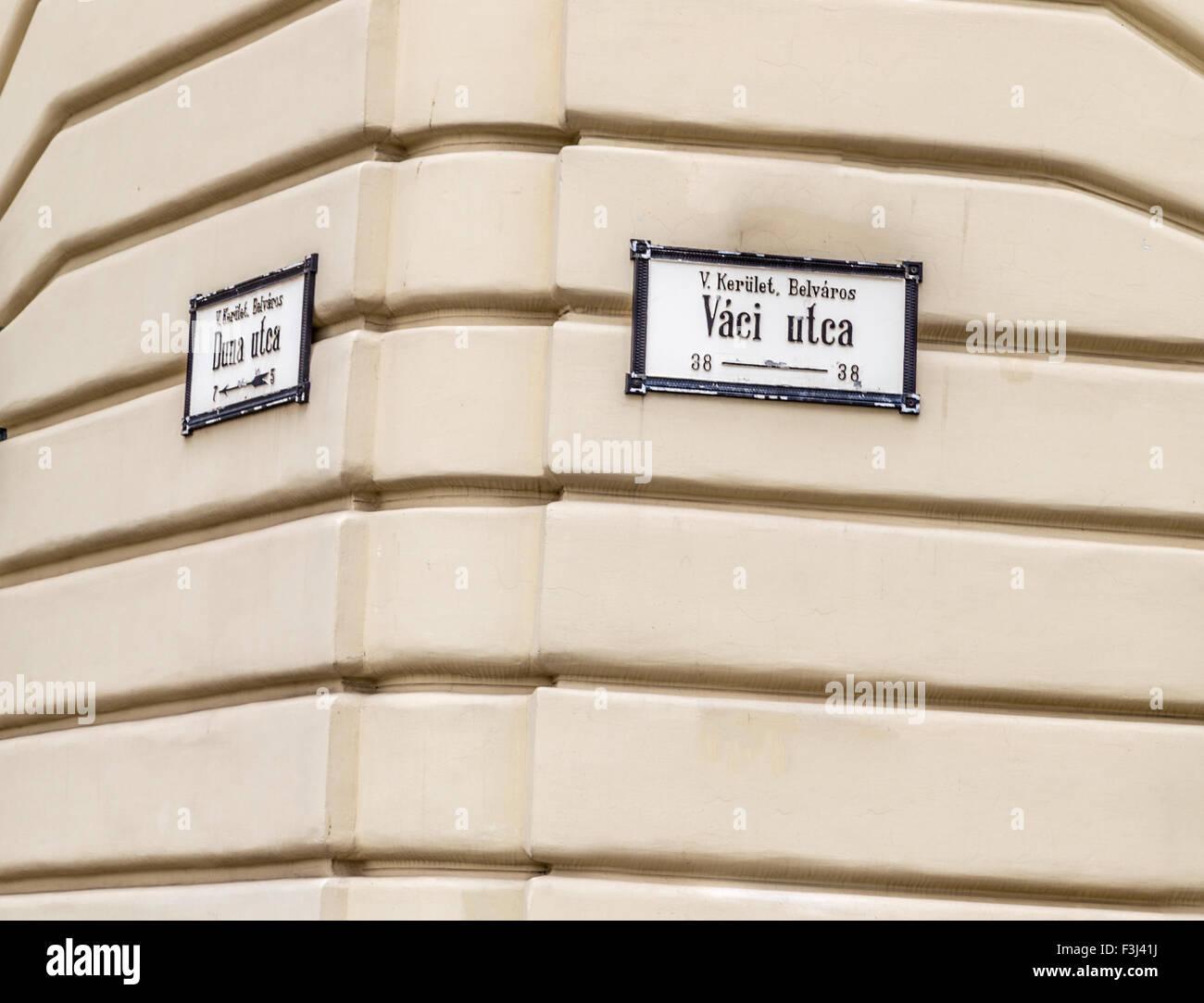 Sign with street name in Budapest, Hungary Stock Photo - Alamy