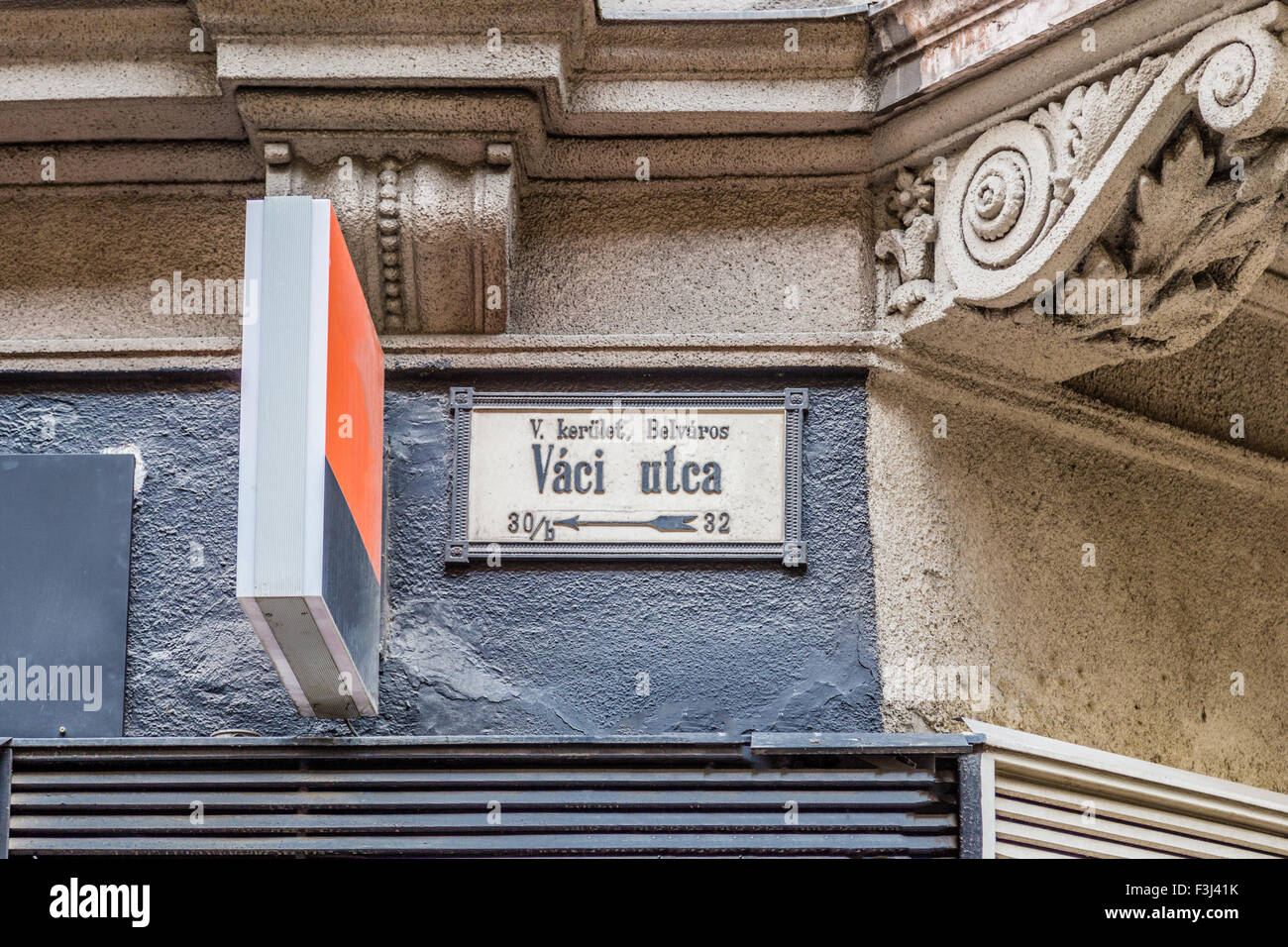 Sign with street name in Budapest, Hungary Stock Photo - Alamy