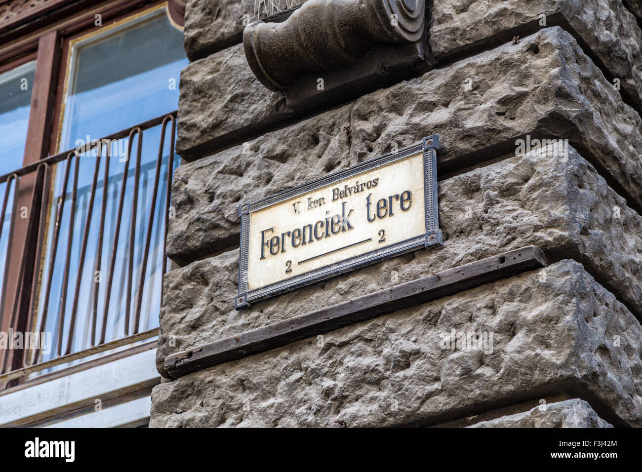 Sign with street name in Budapest, Hungary Stock Photo - Alamy