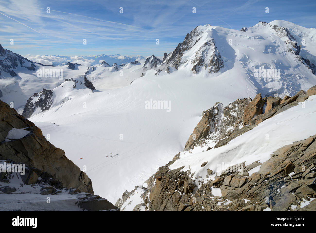 Panoramic view, Aiguille du Midi, Mont Blanc Massif, Chamonix, French ...
