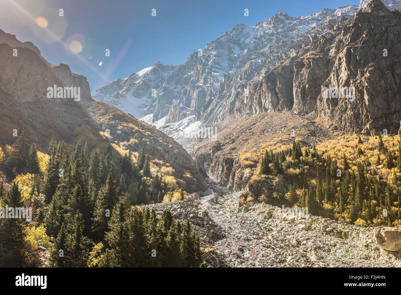 The panorama of mountain landscape of Ala-Archa gorge in the summer's ...