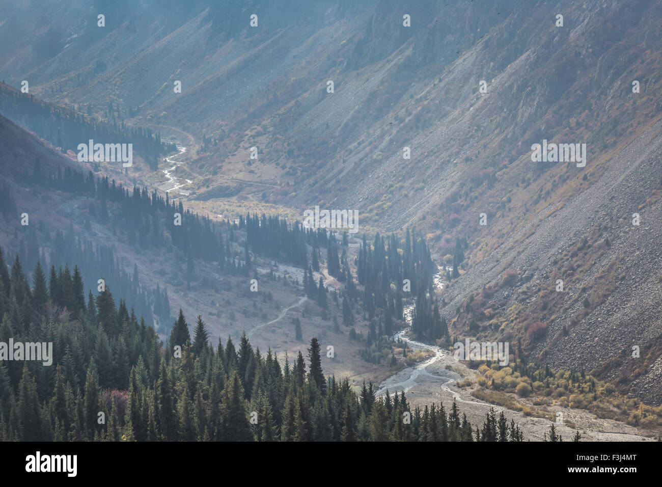 The panorama of mountain landscape of Ala-Archa gorge in the summer's ...