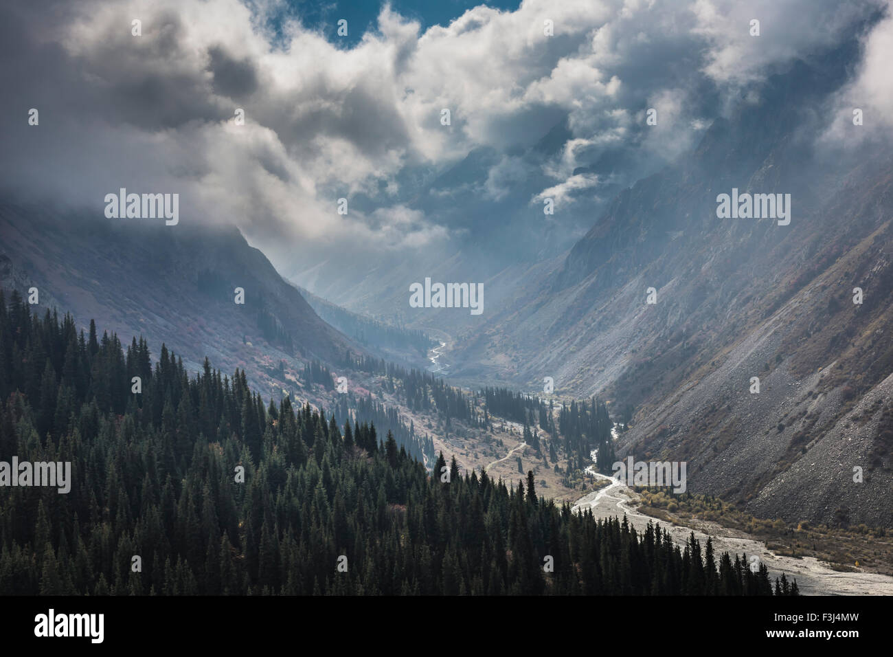 The panorama of mountain landscape of Ala-Archa gorge in the summer's ...