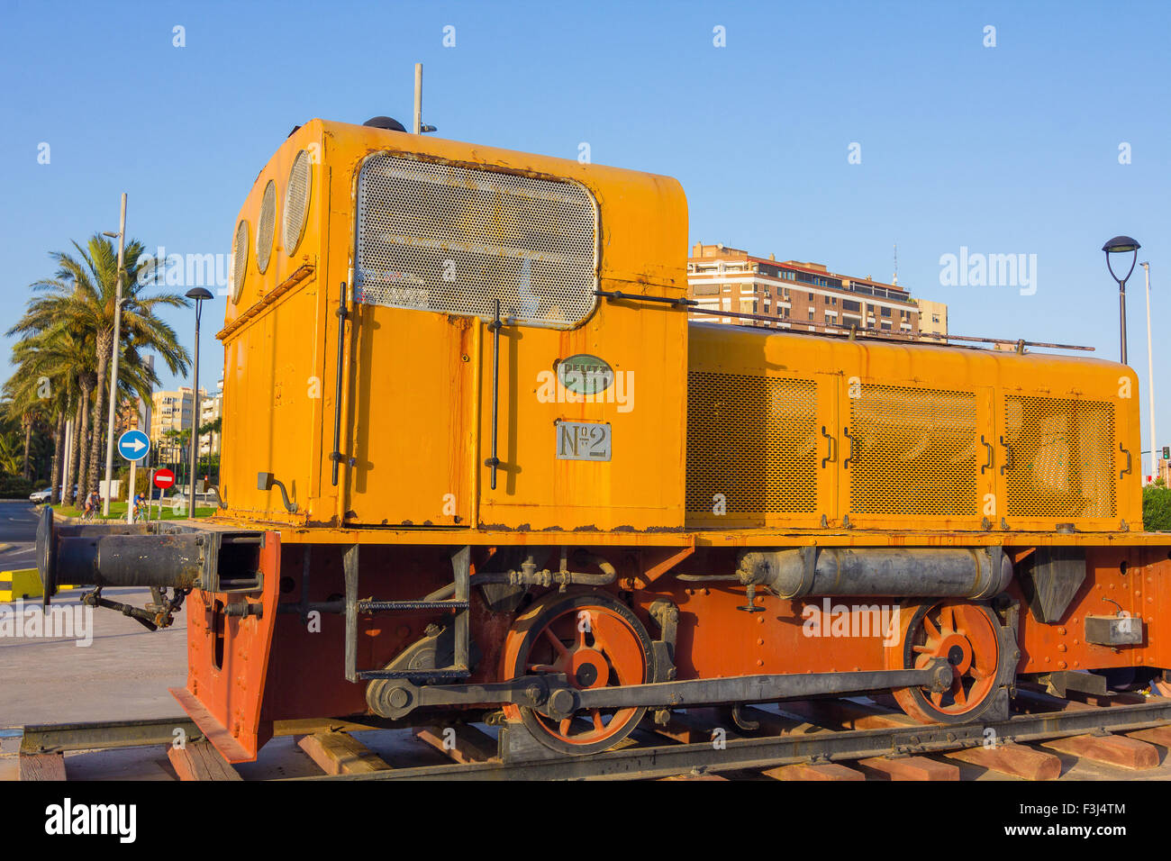 Old yellow diesel locomotive mid-twentieth century for mining Stock ...