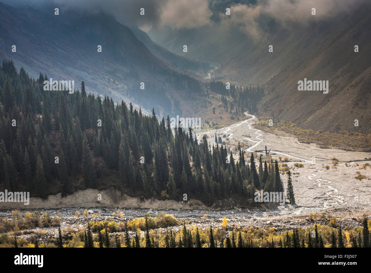 The panorama of mountain landscape of Ala-Archa gorge in the summer's ...