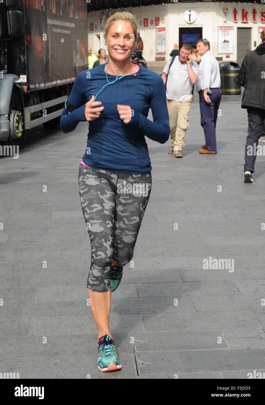 Jenni Falconer seen out and about in London going for a run. Featuring ...