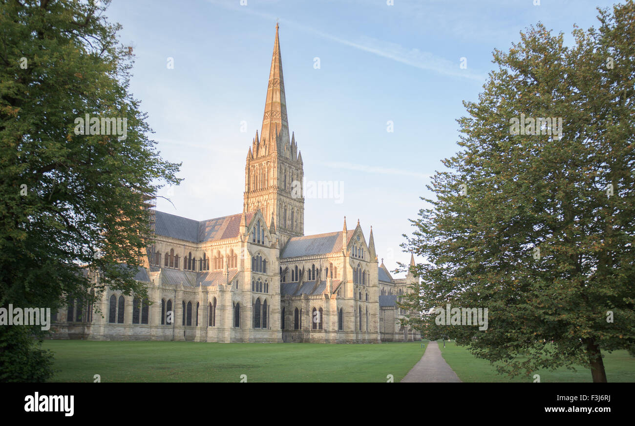 The medieval, gothic cathedral at Salisbury, Wilshire, England, was ...