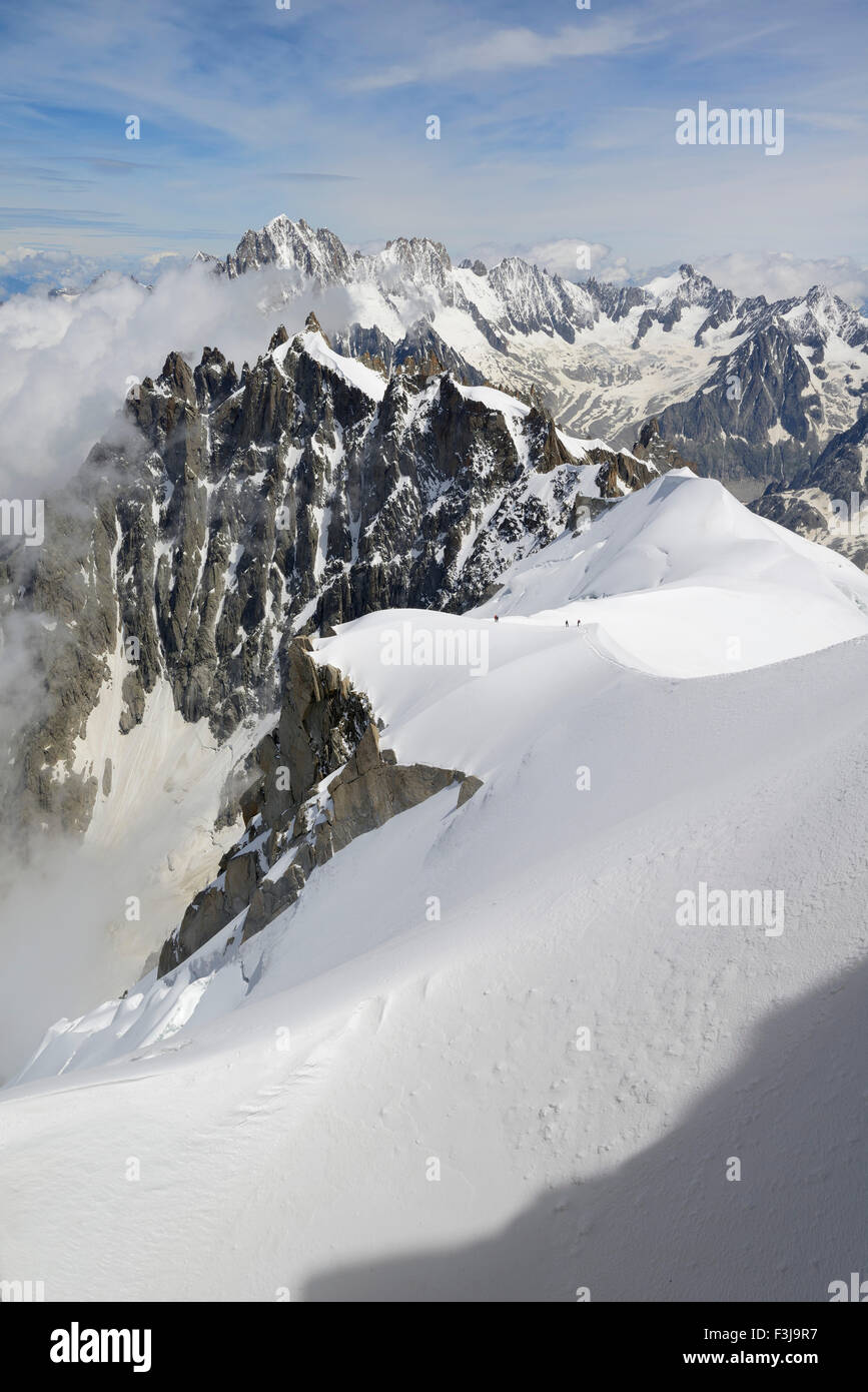 Panoramic view, Aiguille du Midi, Mont Blanc Massif, Chamonix, French ...