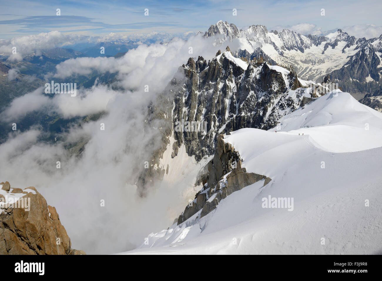 Panoramic view, Aiguille du Midi, Mont Blanc Massif, Chamonix, French ...
