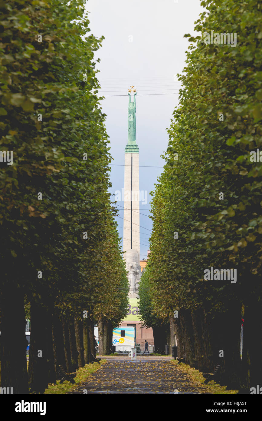 The Freedom Monument in Riga, Latvia. The memorial honours the soldiers ...