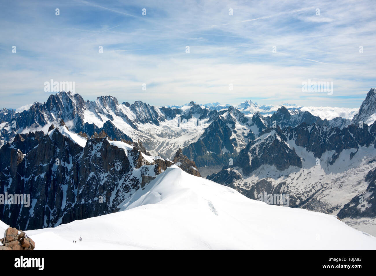 Panoramic view, Aiguille du Midi, Mont Blanc Massif, Chamonix, French ...