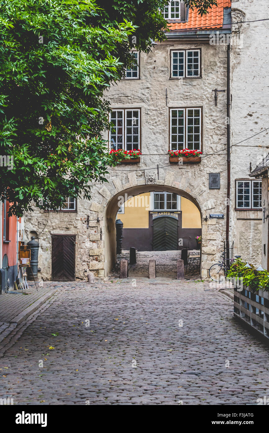 Swedish Gate in the old city of Riga, Latvia Stock Photo - Alamy