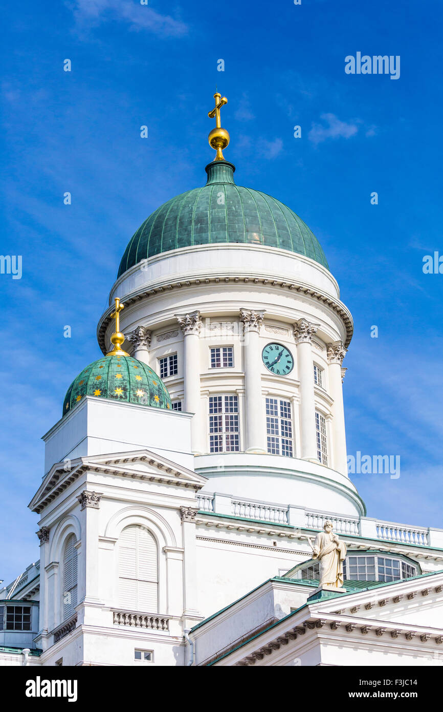 Beautiful view of famous Helsinki Cathedral over blue sky, Helsinki ...