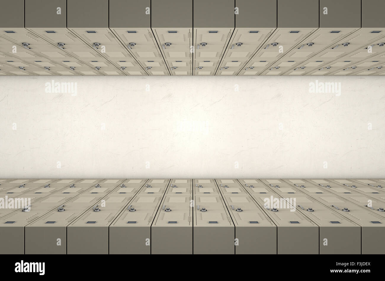 A direct top view of a row of regular school lockers in a corridor ...