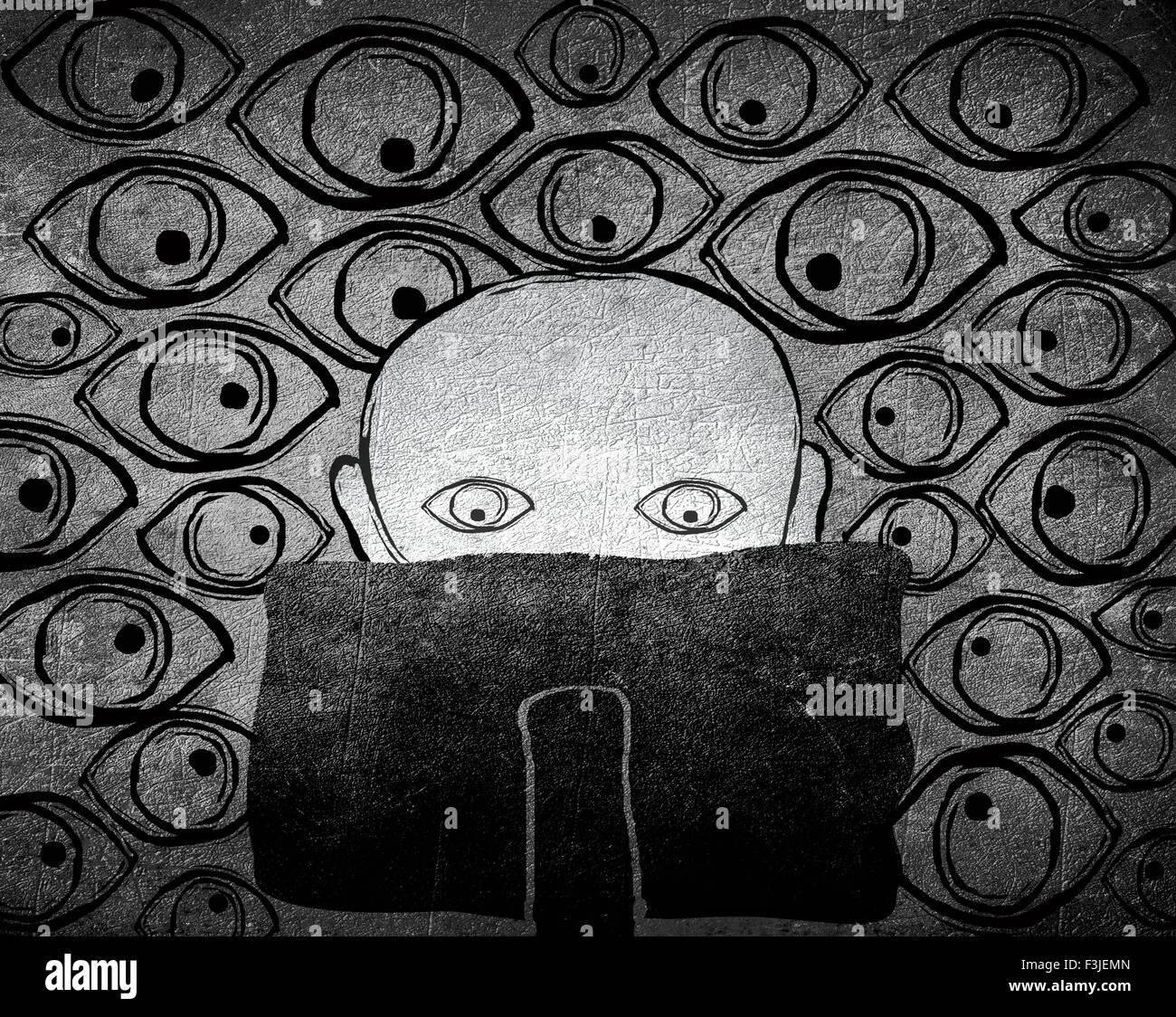 no privacy concept black and white digital illustration Stock Photo - Alamy