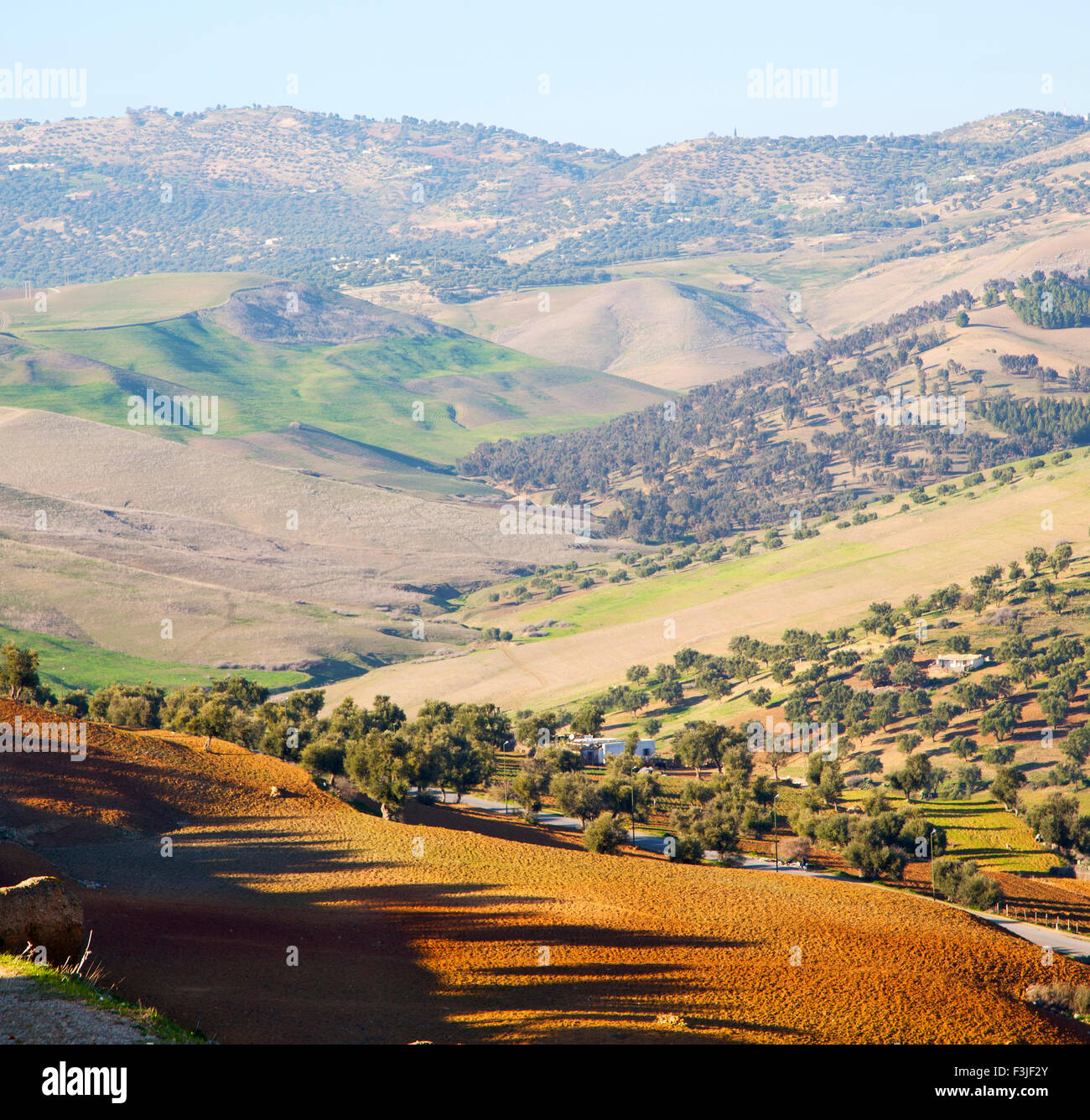 from high in the village morocco africa field and constructions Stock ...
