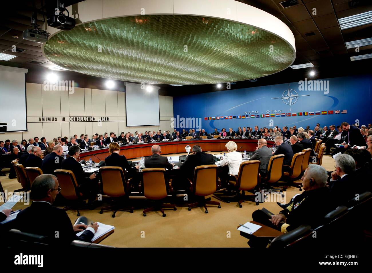 Brussels. 8th Oct, 2015. Photo taken on Oct. 8, 2015 shows a NATO ...