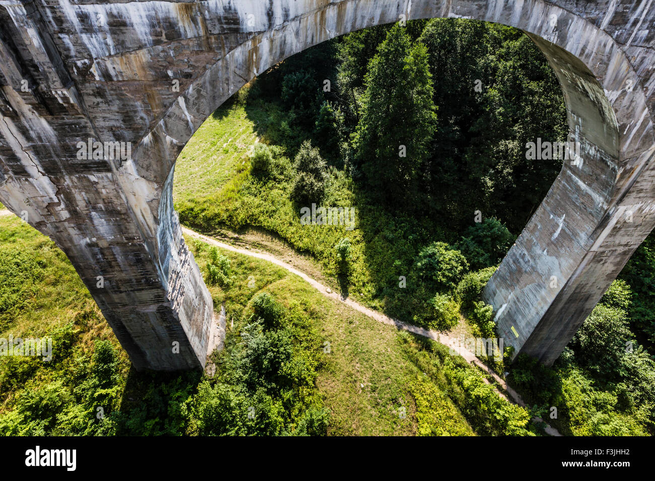 Old concrete railway bridge in Stanczyki, Mazury, Poland Stock Photo ...