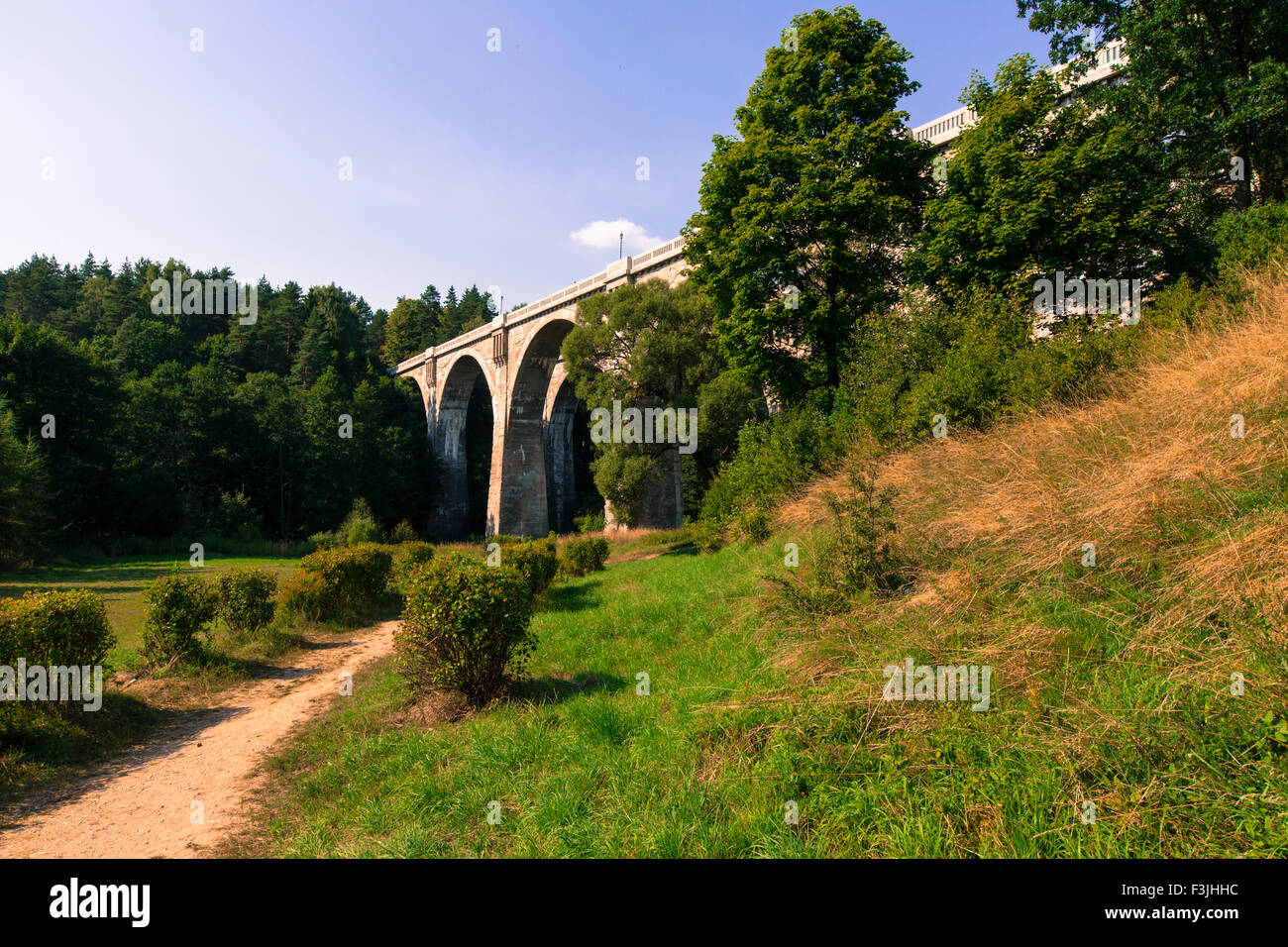 Old concrete railway bridge in Stanczyki, Mazury, Poland Stock Photo ...