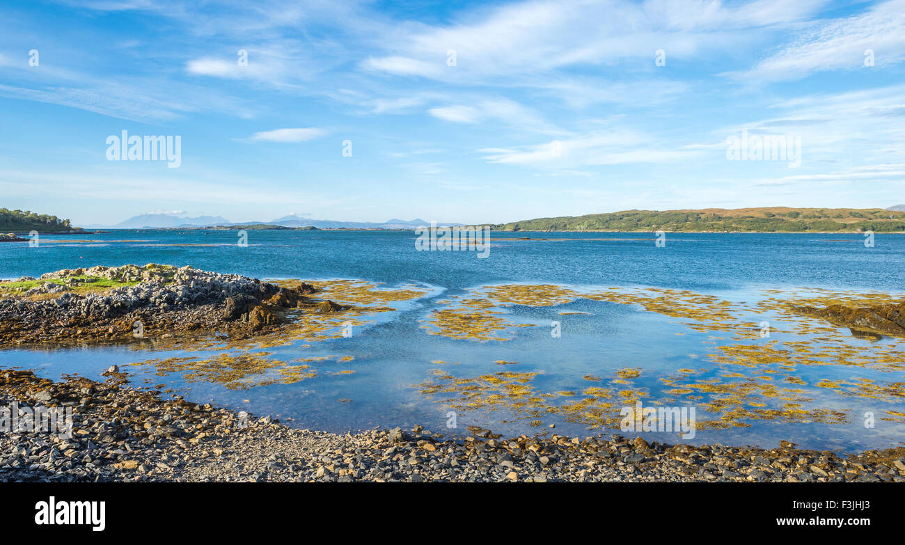 The bay at Arisaig and Loch Nan Ceall from Rhu point in the Scottish ...