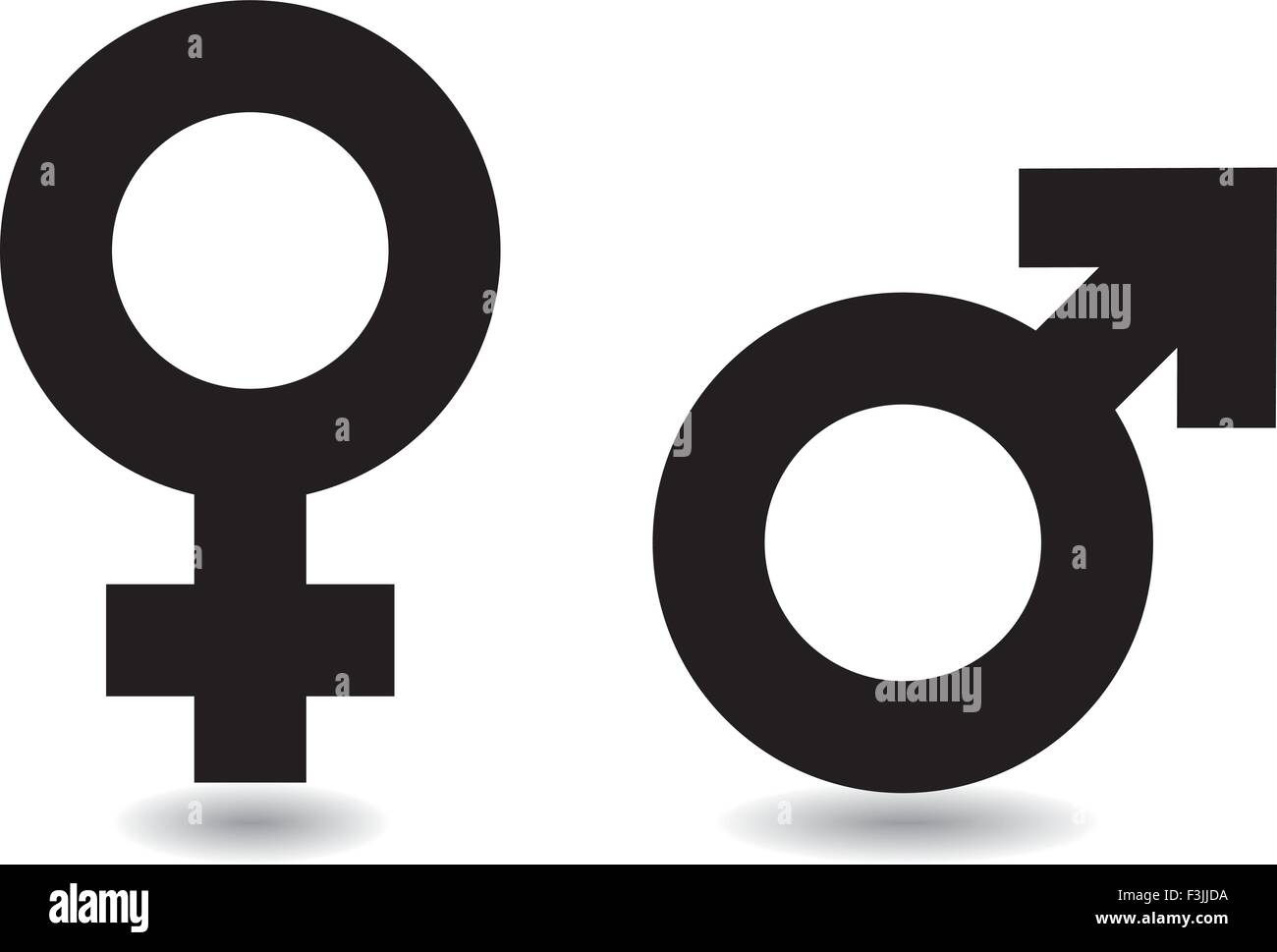 Black and white female male symbols with drop shadow Stock Vector Image ...