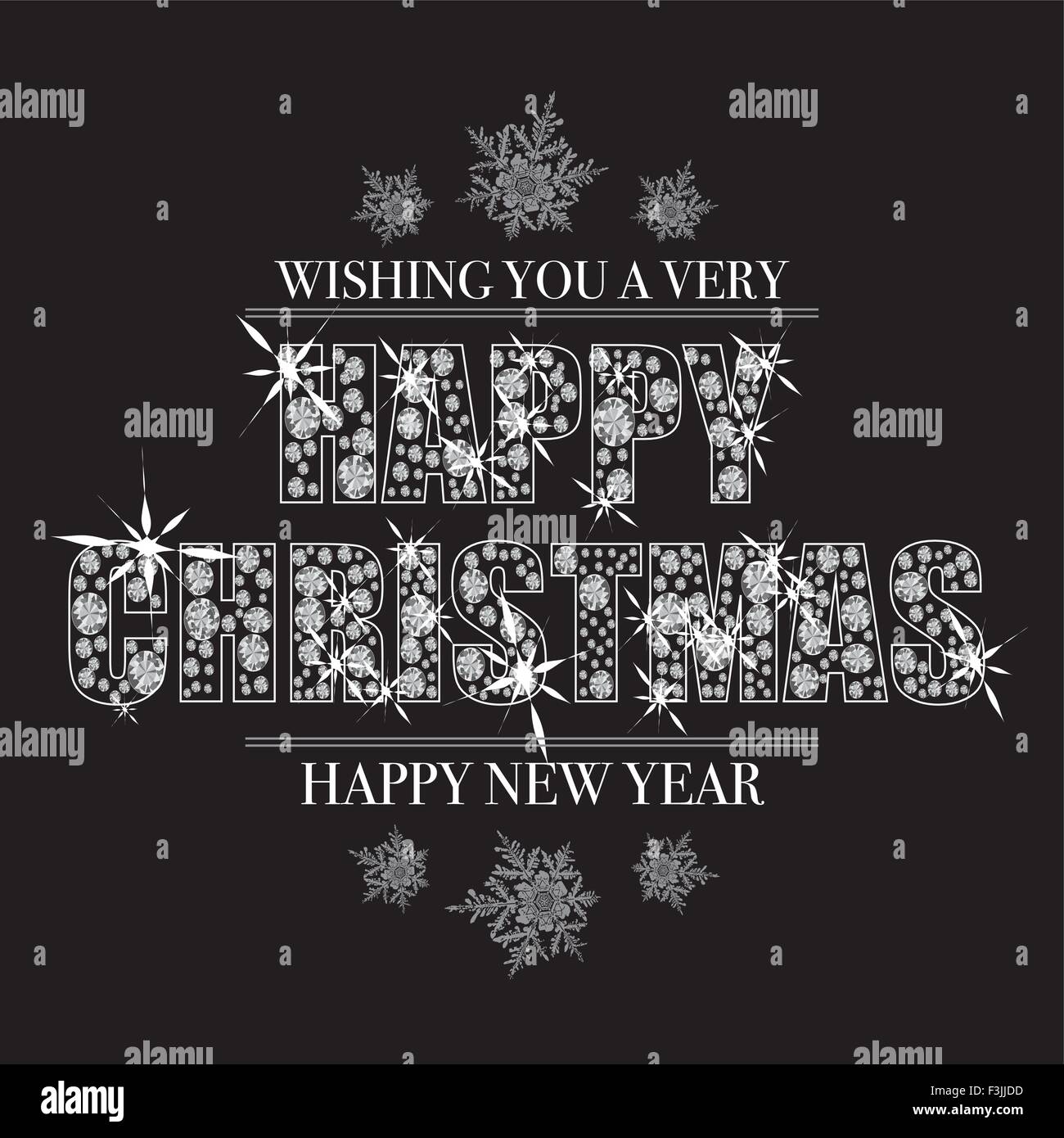 Bling christmas message with happy new year and diamonds Stock Vector ...