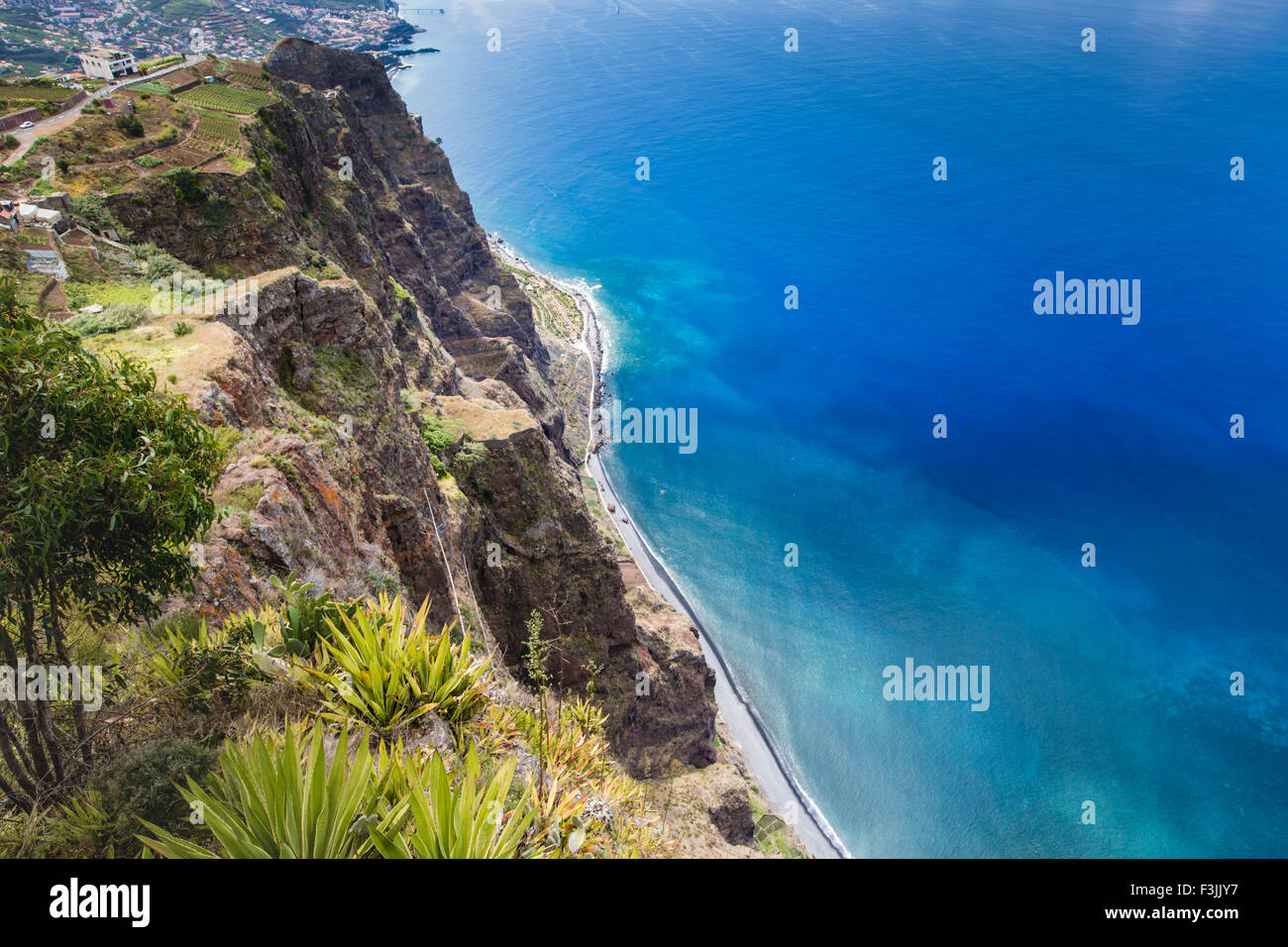 600 Meter high cliffs of Gabo Girao at Madeira Island, Portugal Stock ...