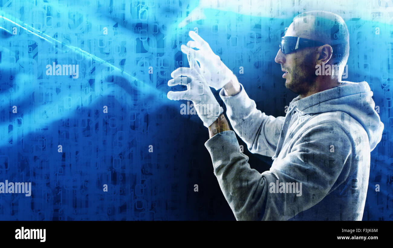 Virtual reality glasses and hacker attack Stock Photo - Alamy