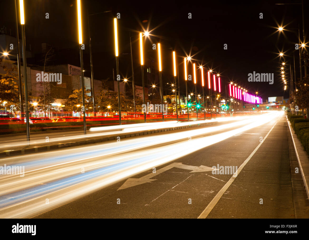 Main street at night Stock Photo - Alamy
