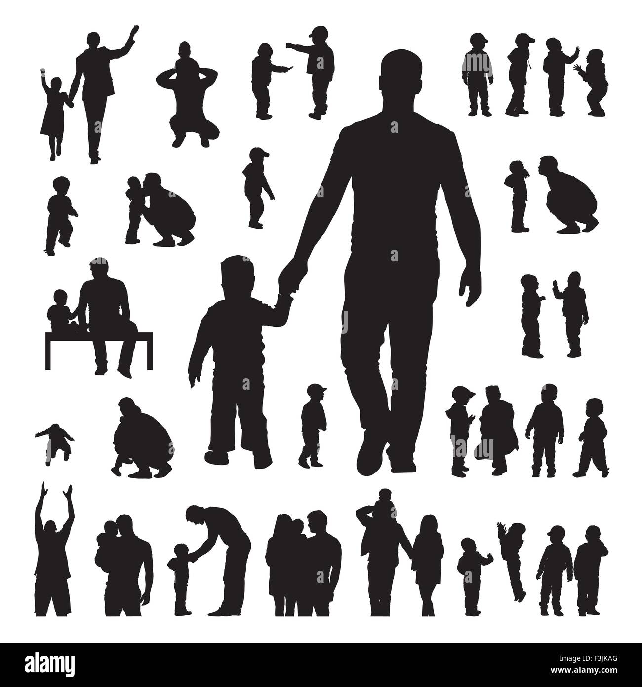 Set parents children silhouettes Cut Out Stock Images & Pictures - Alamy