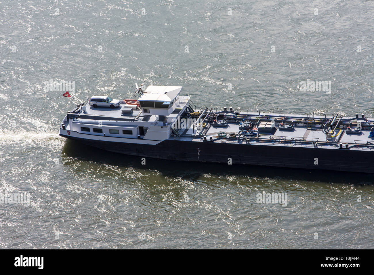 Freight ships on river Rhine, Upper middle Rhine valley, Germany Stock ...