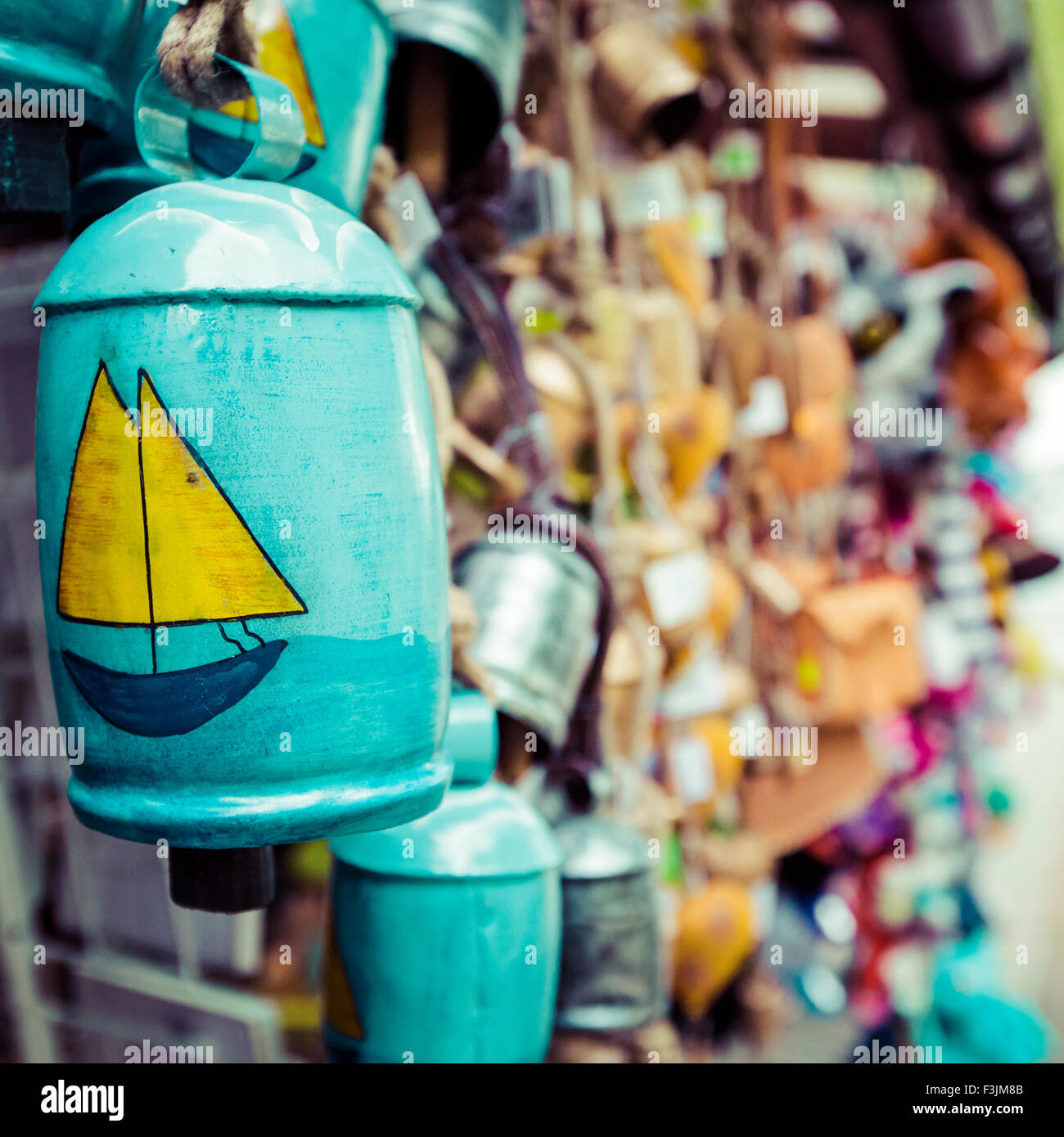 Colorful ceramic bells at the autumn market Stock Photo - Alamy