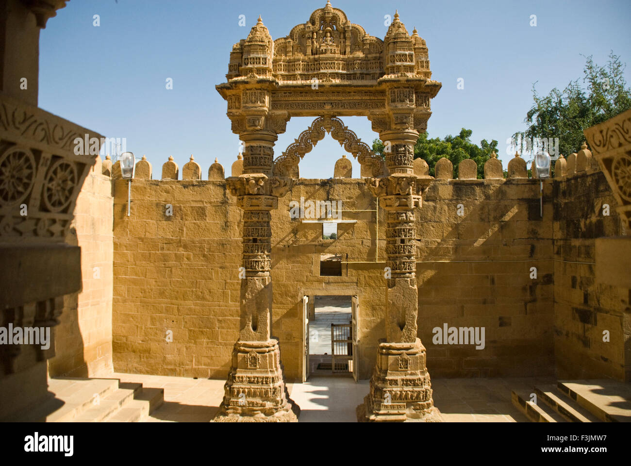 Ornate arch ; toran at the main entrance of Lodurva Jain temple at ...