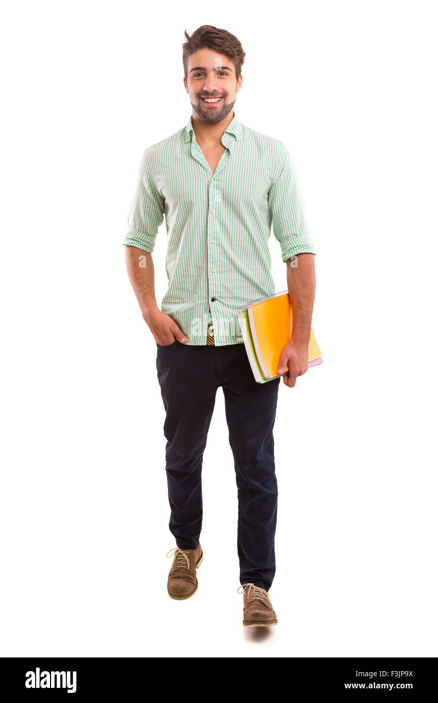Young happy student posing isolated over white background Stock Photo ...