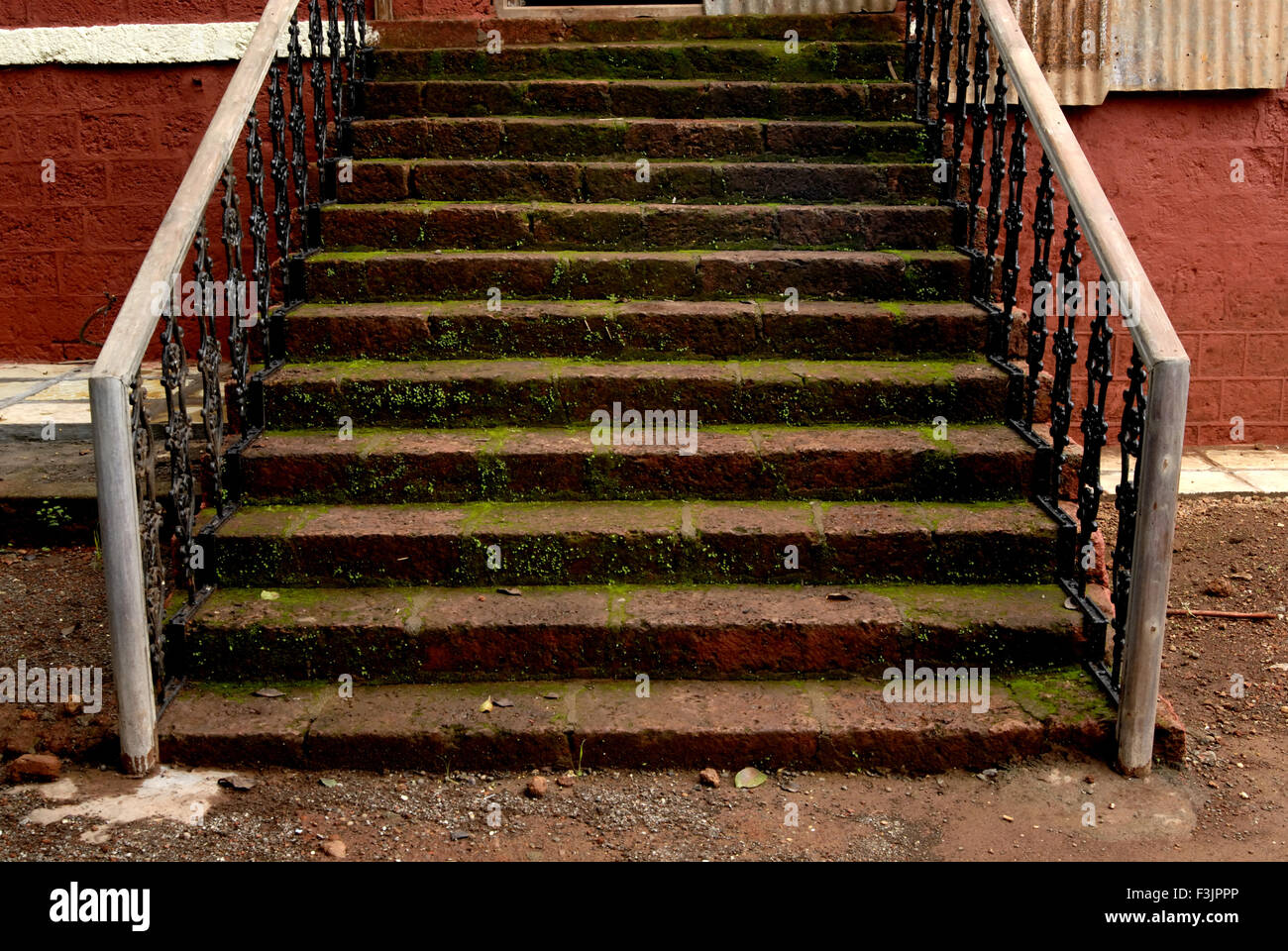Steps made red stone covered moss rainy season Bungalow MTDC ...
