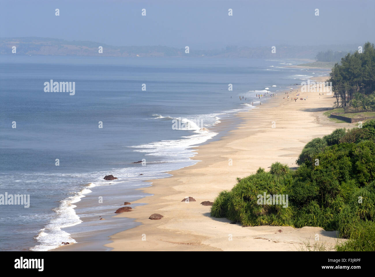 Aerial view of Blue water Arabian sea with greenery Long Ganapatipule ...