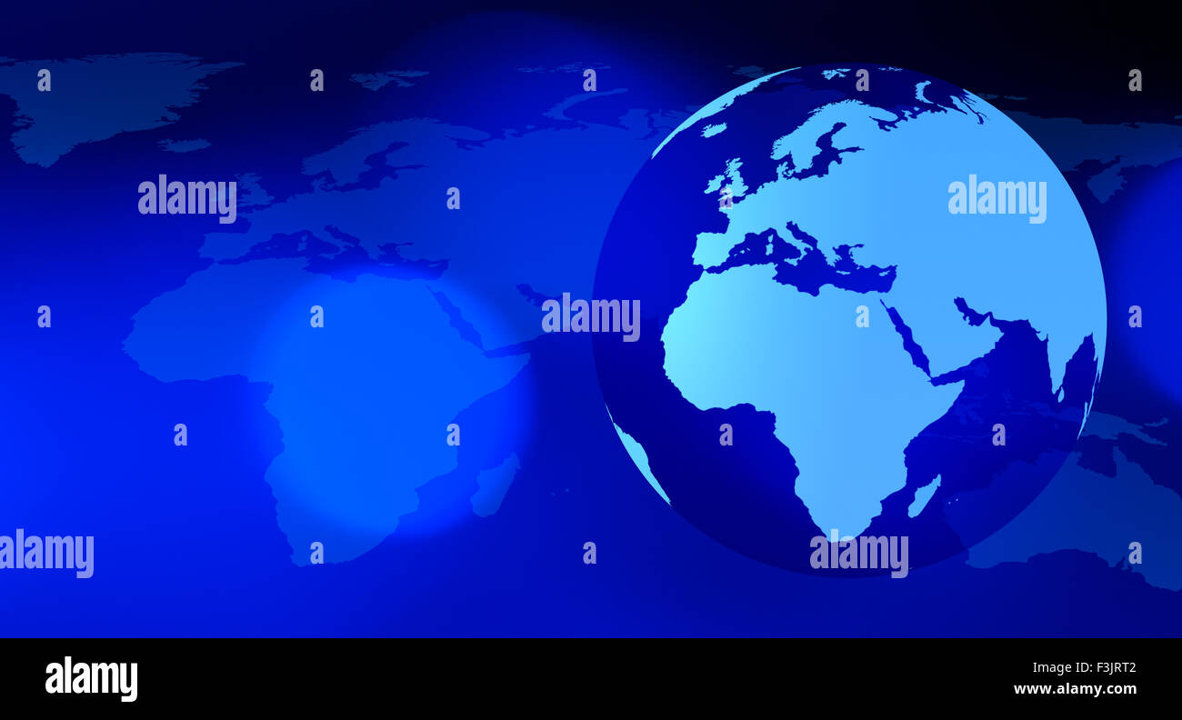 Globe earth blue background Stock Photo - Alamy
