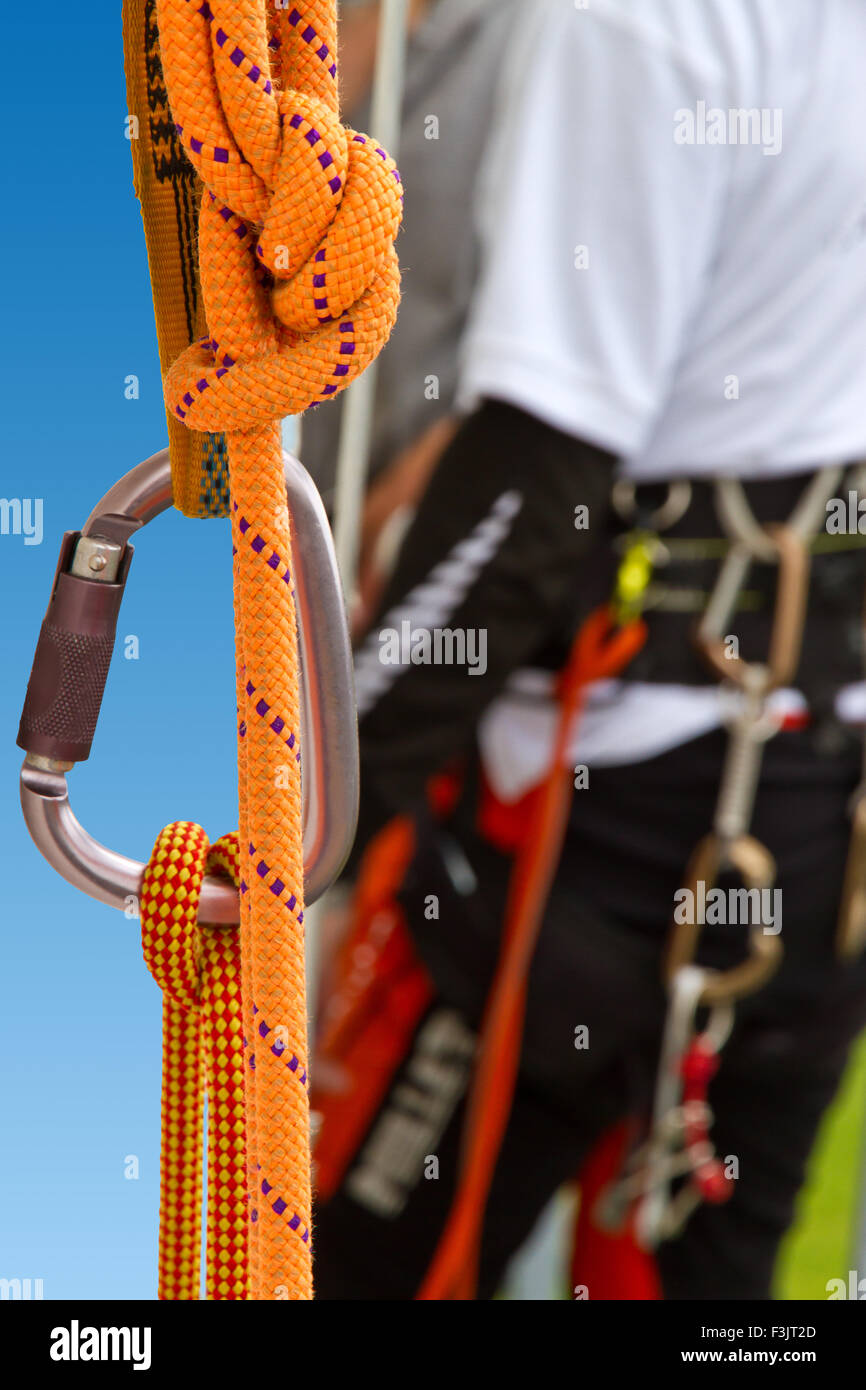 People practice climbing on a tower Stock Photo - Alamy
