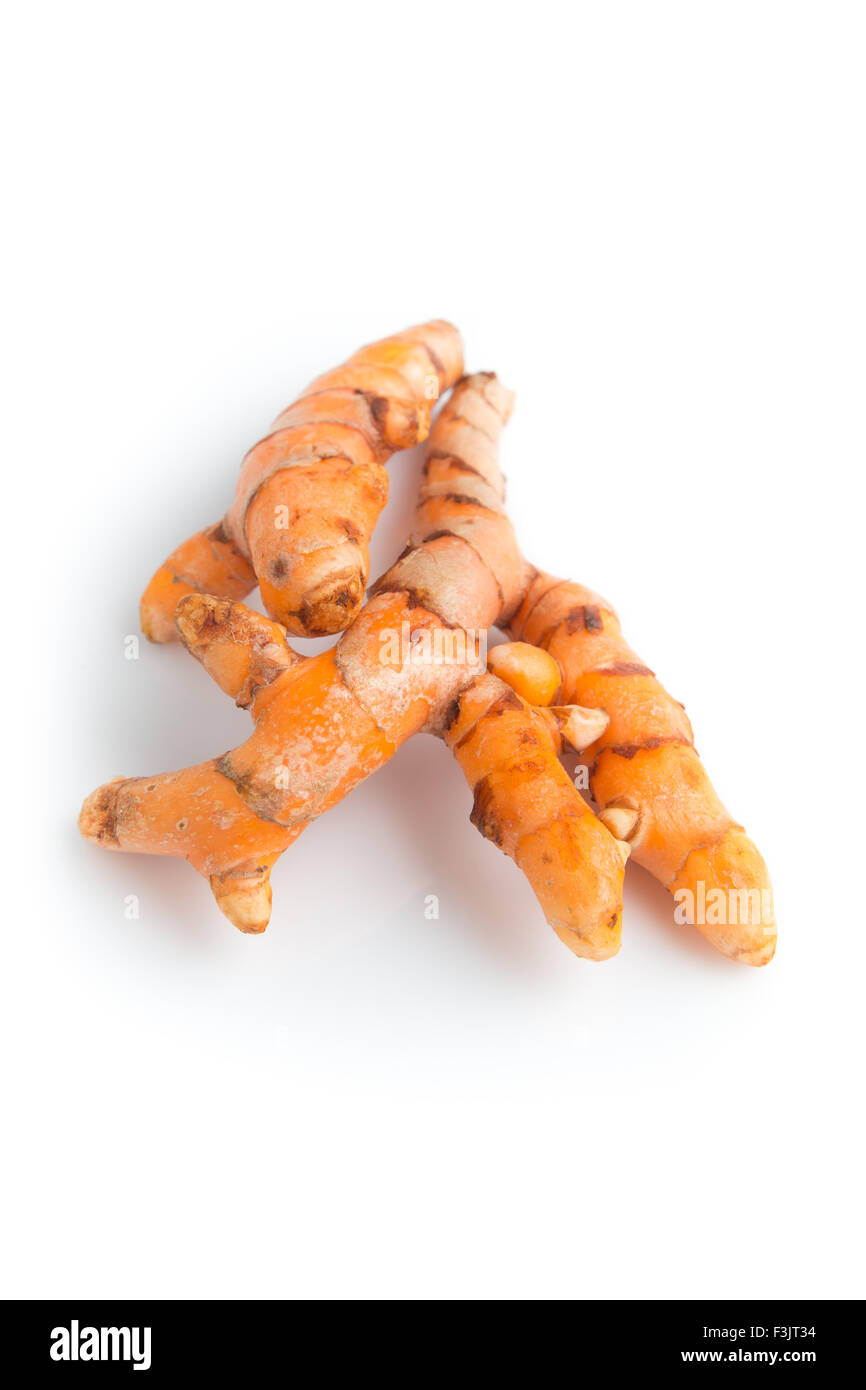 Turmeric, Curcuma longa root isolated on white background Stock Photo ...