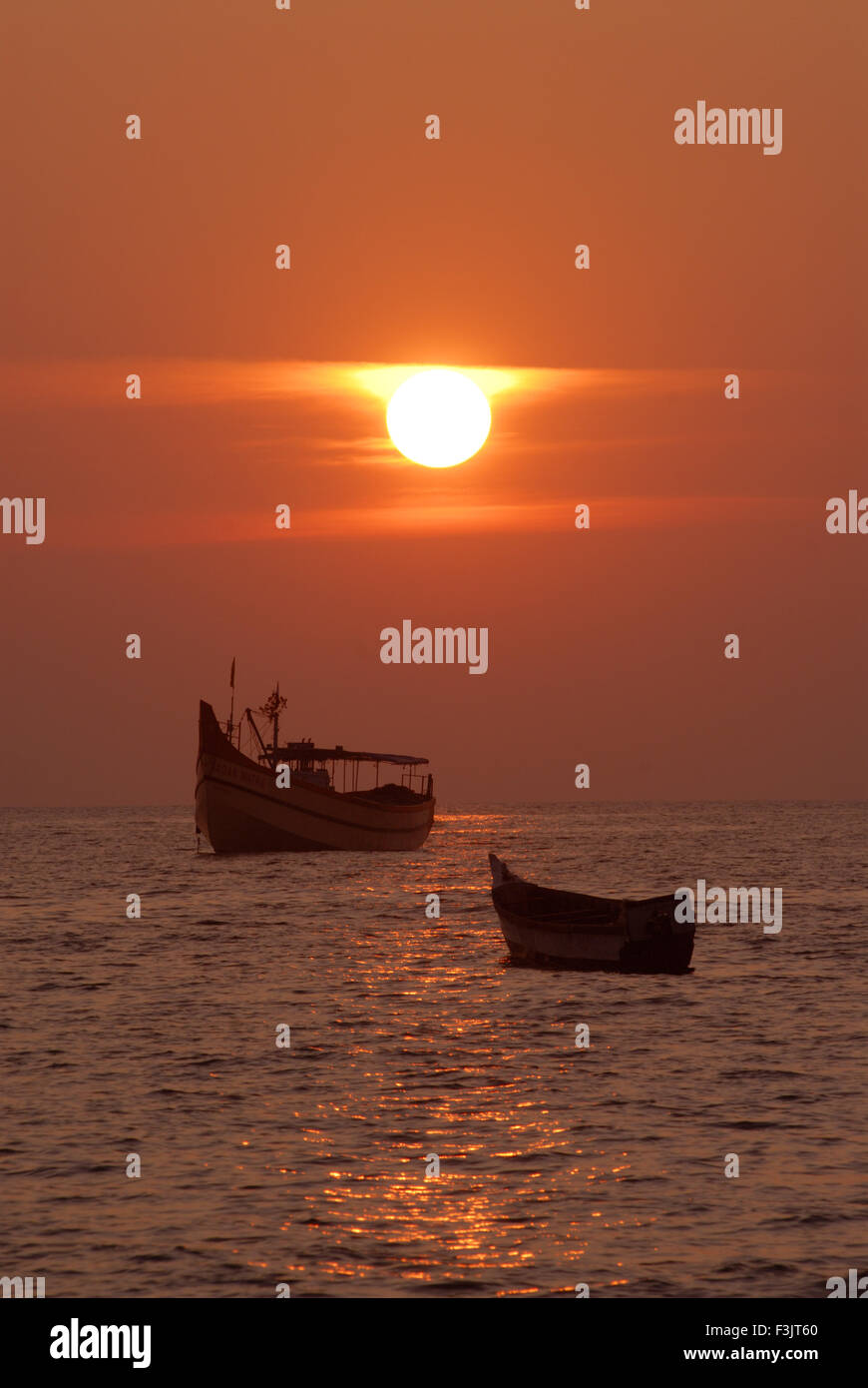 fishing boats Malpe Beach Arabian sea Udupi Karnataka India Stock Photo ...