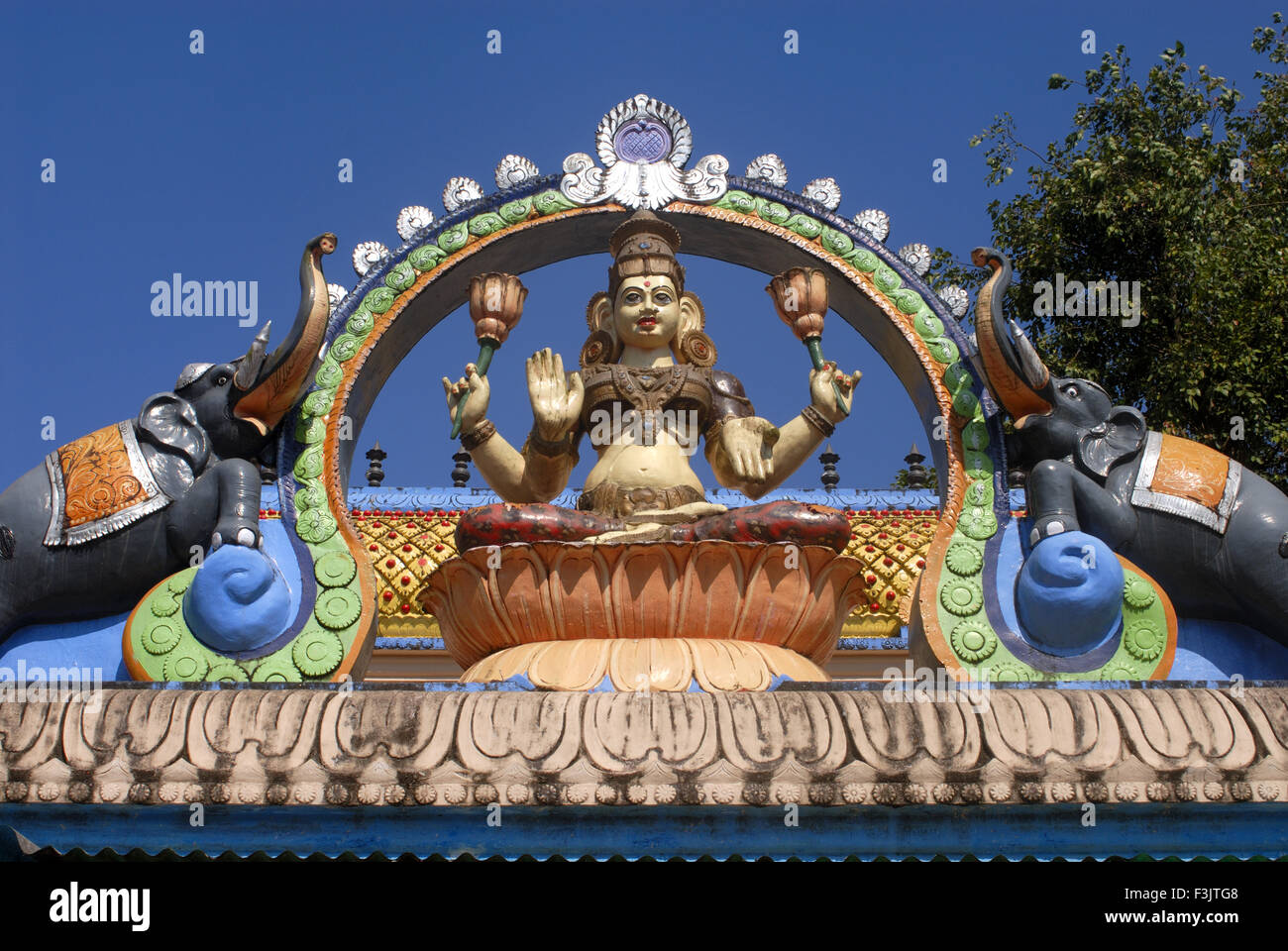 Goddess Lakshmi sitting lotus elephants Shree Durga Parmeshwari Temple ...