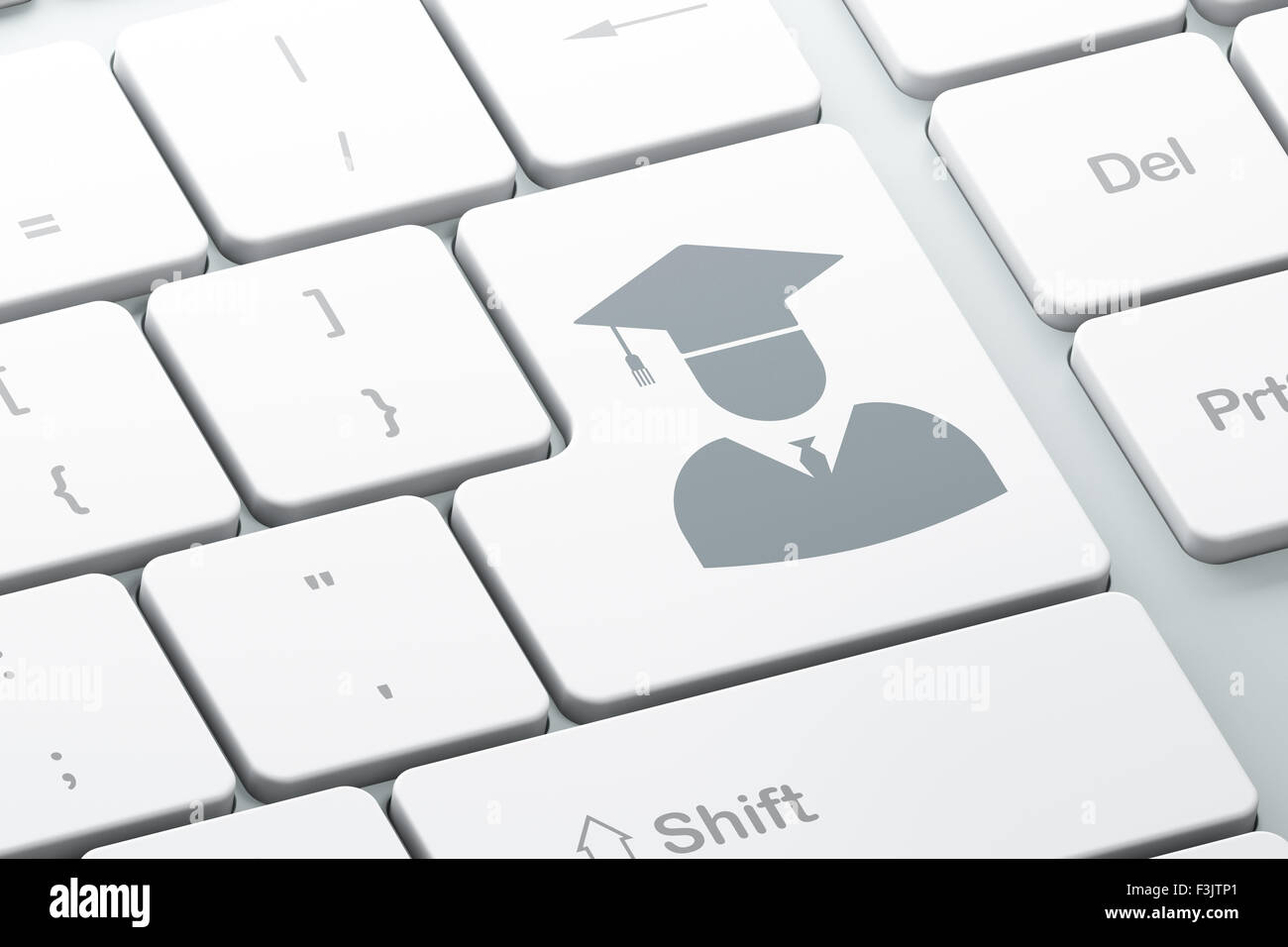 Learning concept: Student on computer keyboard background Stock Photo ...