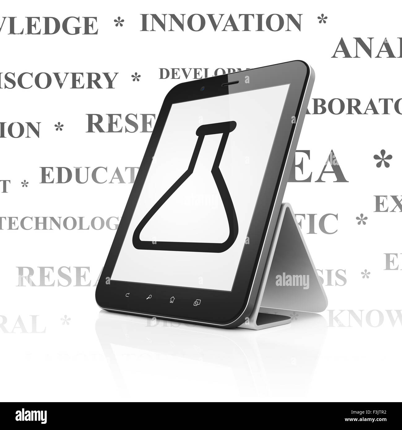 Science concept: Tablet Computer with Flask on display Stock Photo - Alamy