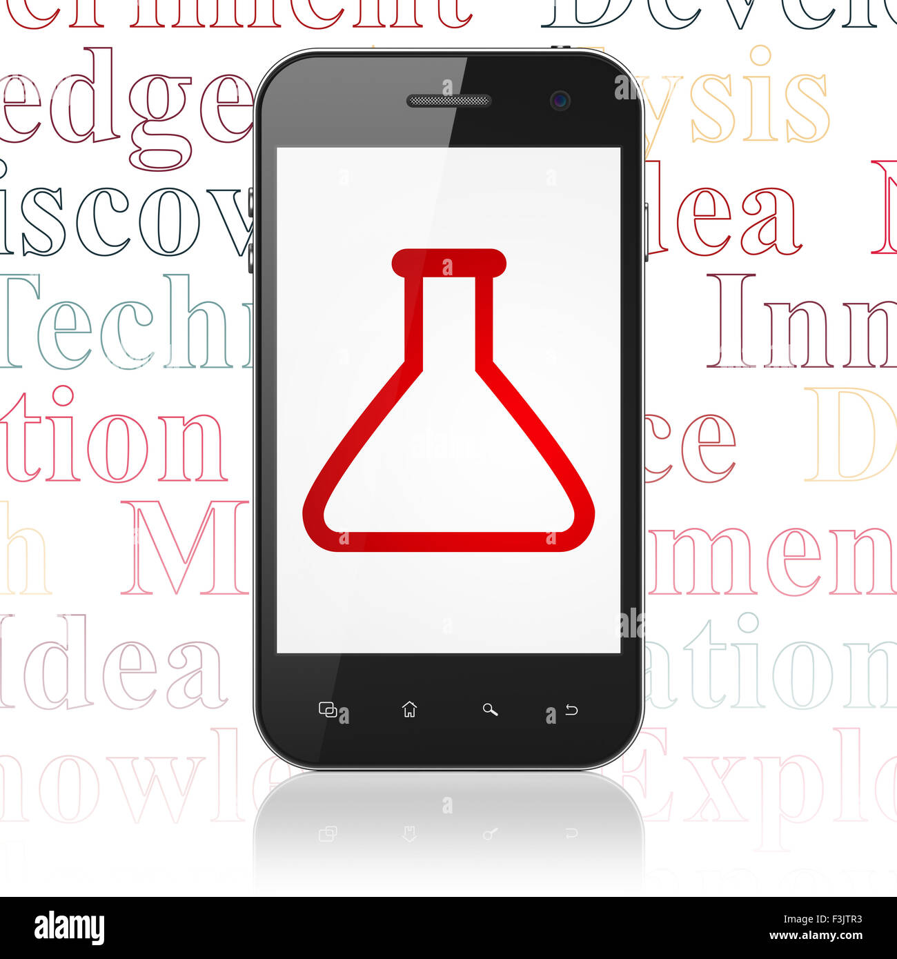 Science concept: Smartphone with Flask on display Stock Photo - Alamy