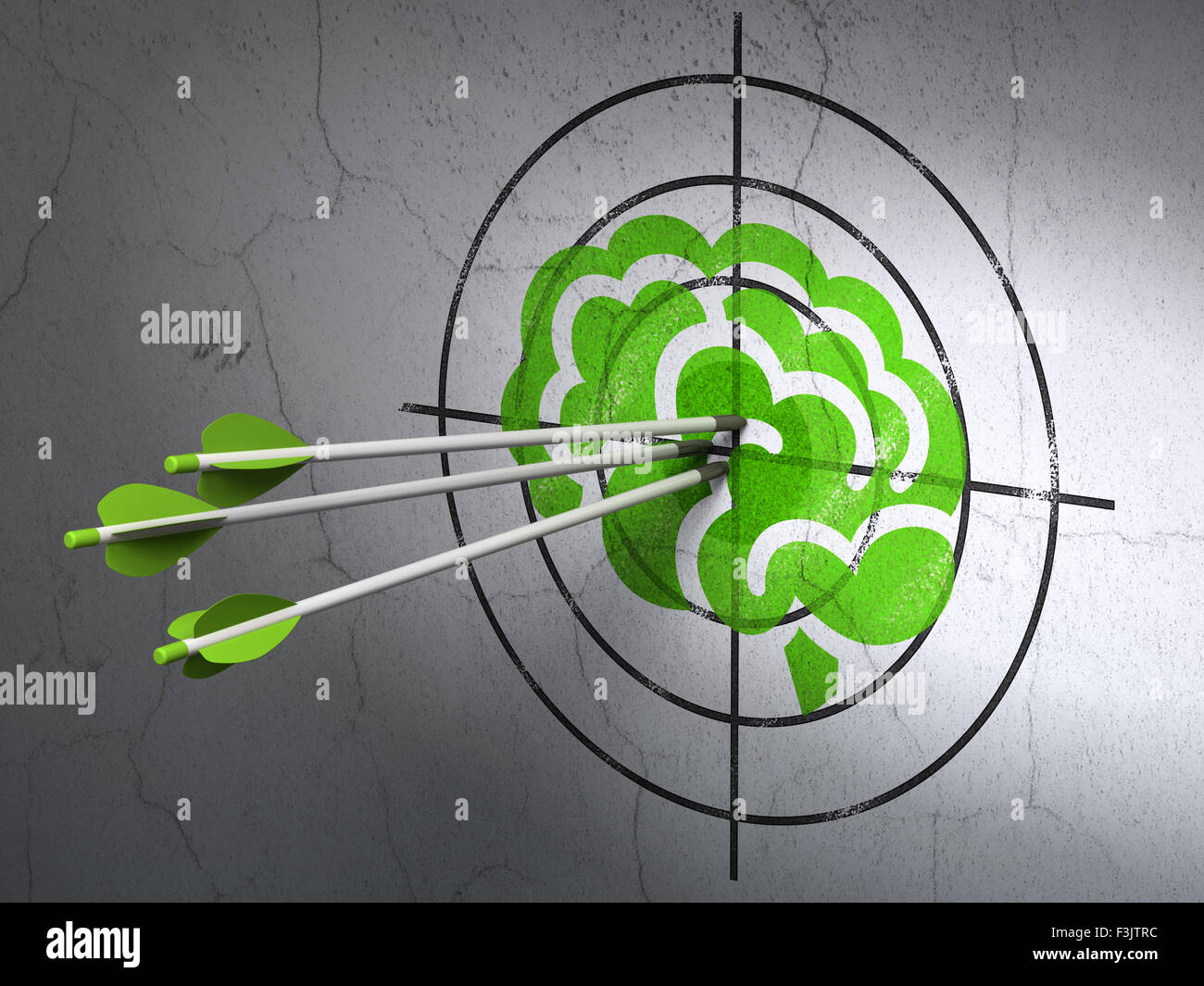 Science concept: arrows in Brain target on wall background Stock Photo ...