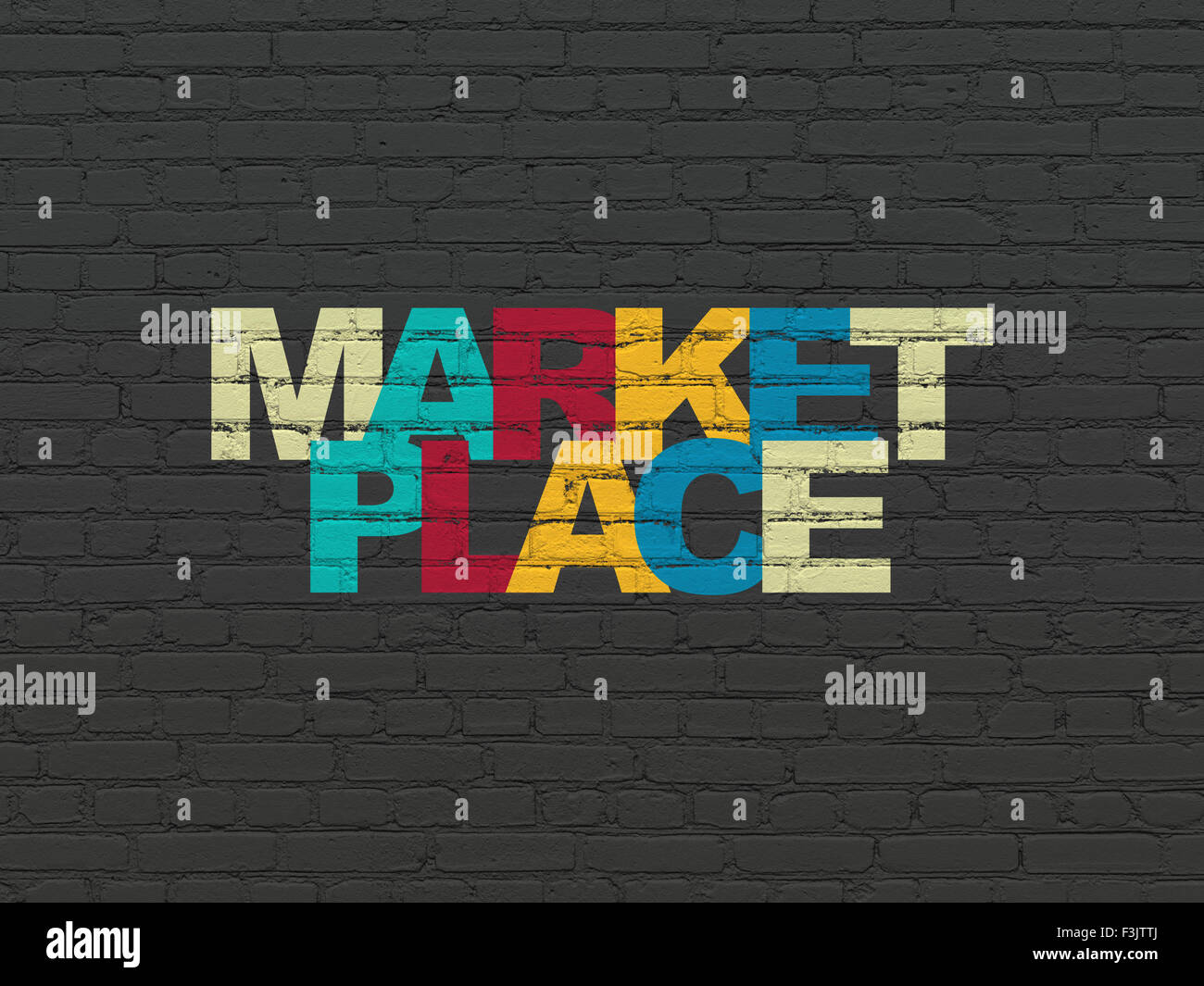 Marketing concept: Marketplace on wall background Stock Photo - Alamy