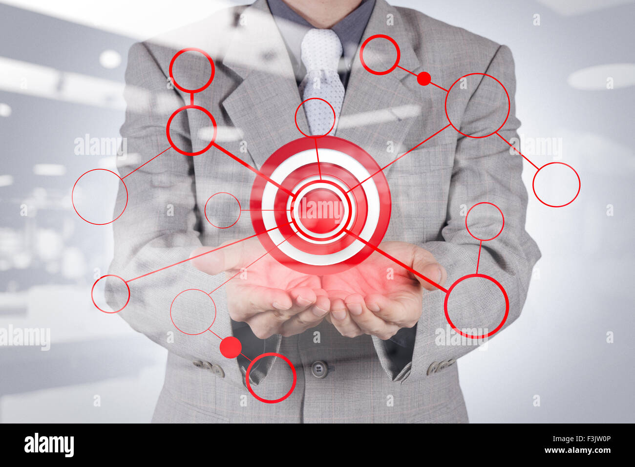 double exposure of businessman hand shows target symbol as concept ...